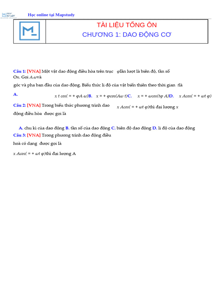 T NG Ôn Chương 1 - Dao Đ NG Cơ - 45 Trang | PDF