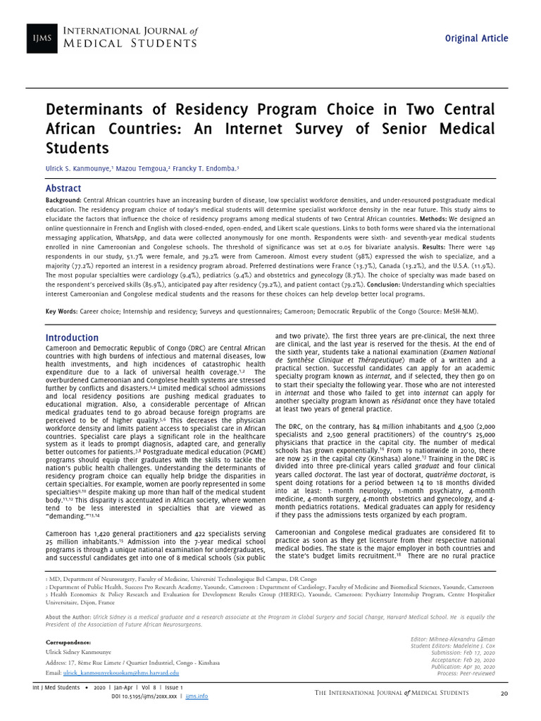 Published Paper | PDF | Residency (Medicine) | Social Science