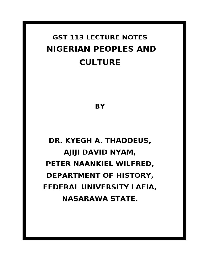 GST 113 Nigerian People & Cultuture | PDF
