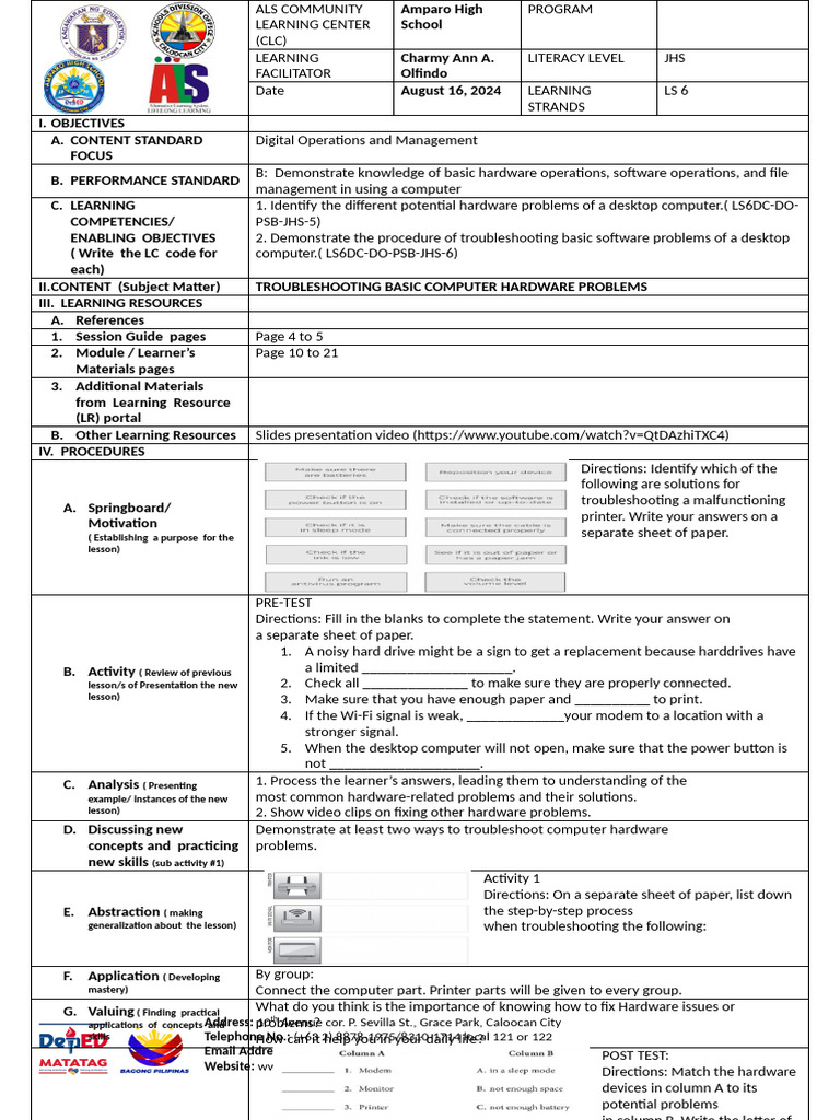 Jhs Basic Computer Hardware Troubleshooting | PDF
