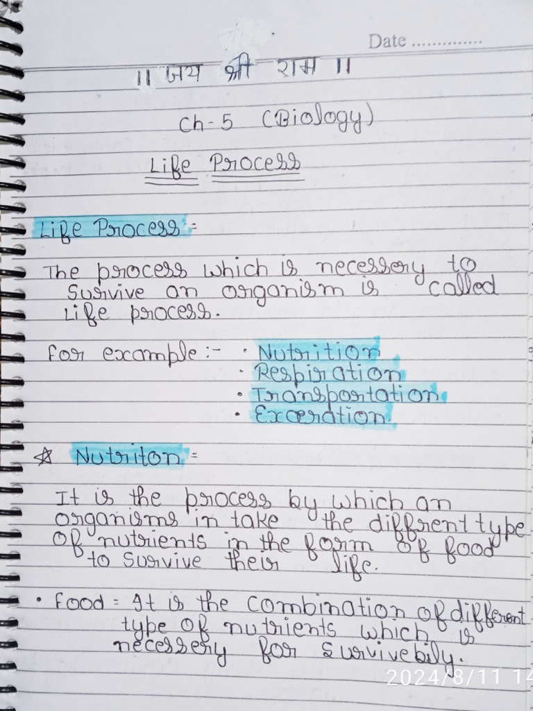 Biology CH - 1 Life Process | PDF