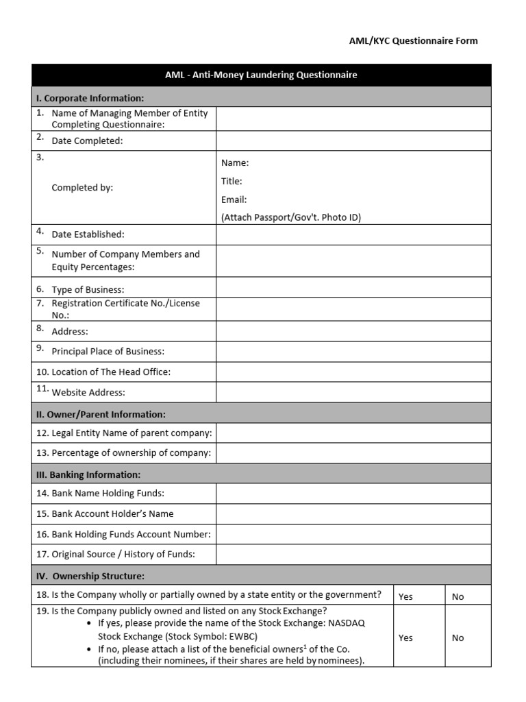 Aml Form | PDF