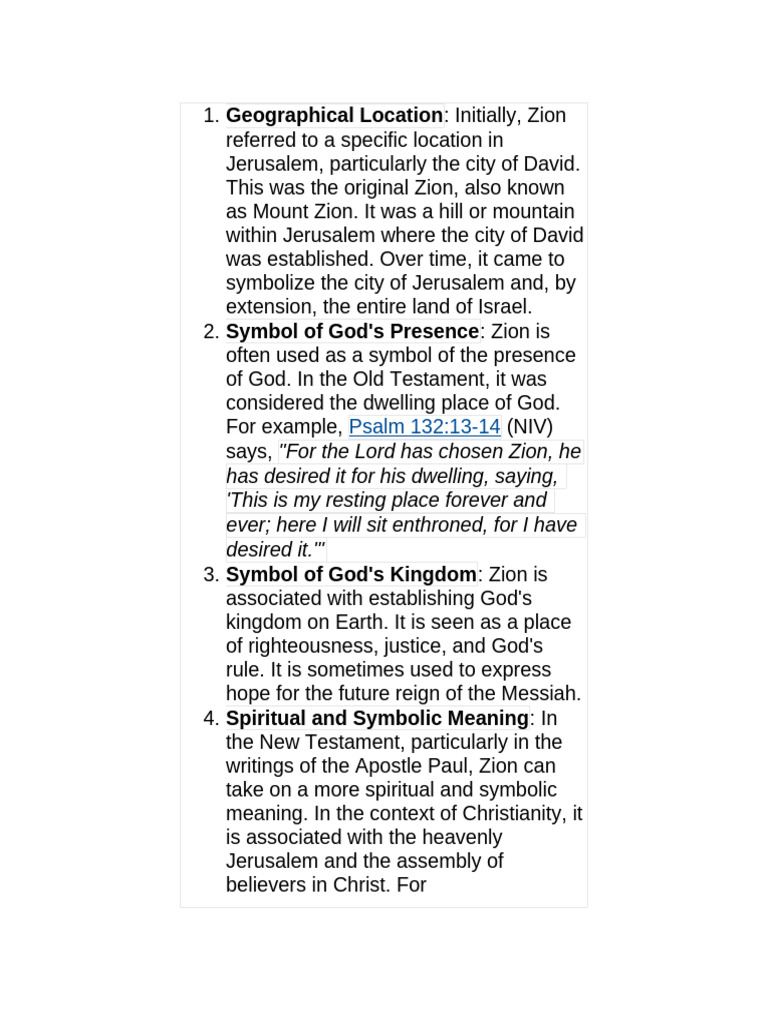 Geographical Location/Zion | PDF | Memorial Day | Christian Belief And Doctrine