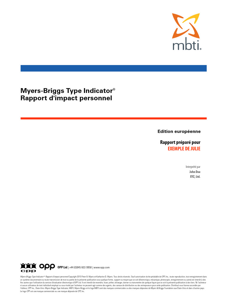 MBTI Personal Impact Report Best Fit French | PDF