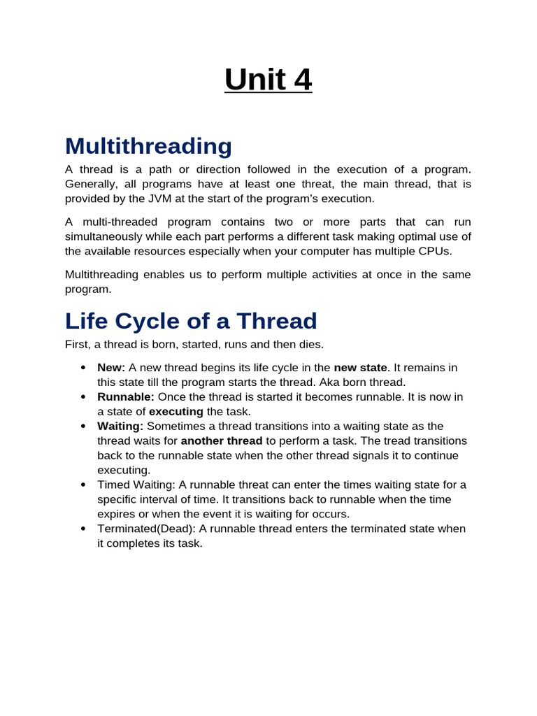 Unit 4 Multithreaded Programming Pdf 5457