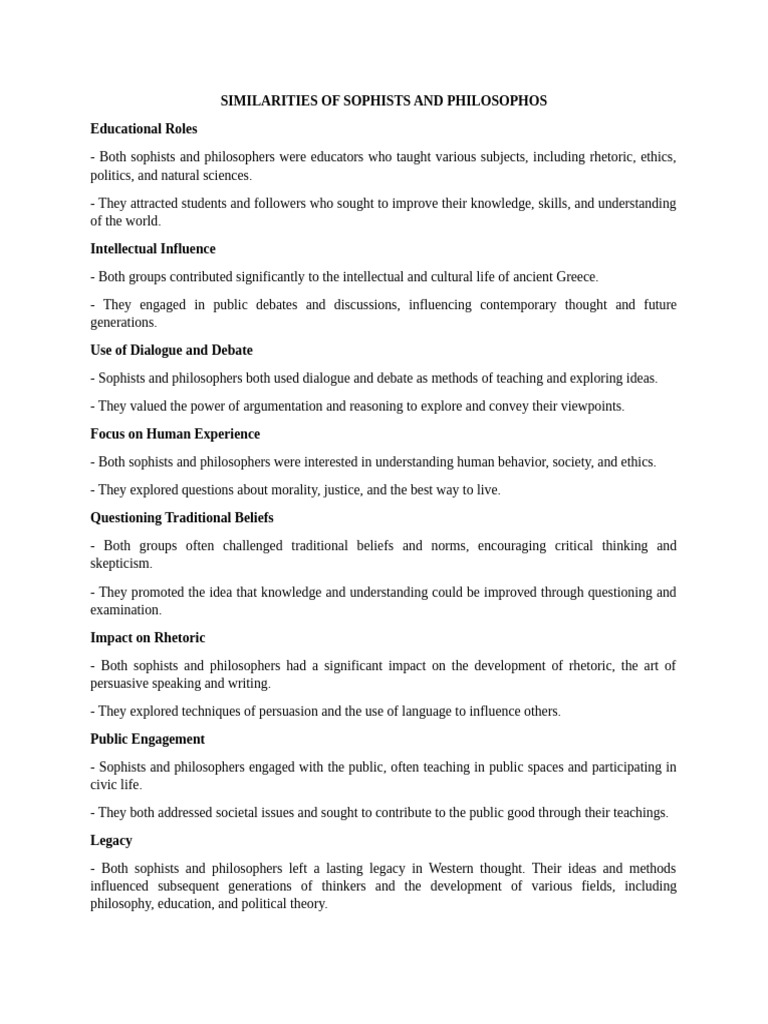 Similarities of Sophists and Philosophos | PDF
