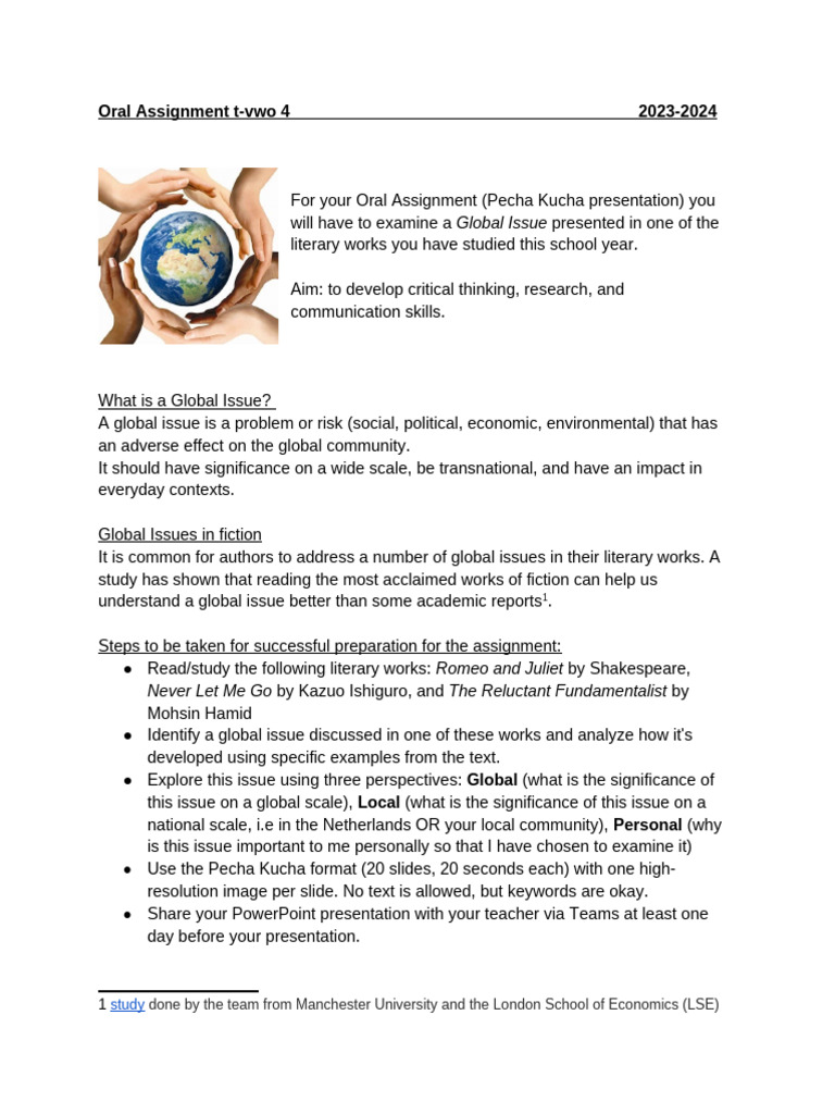 Oral Assignment T Vwo 4 | PDF