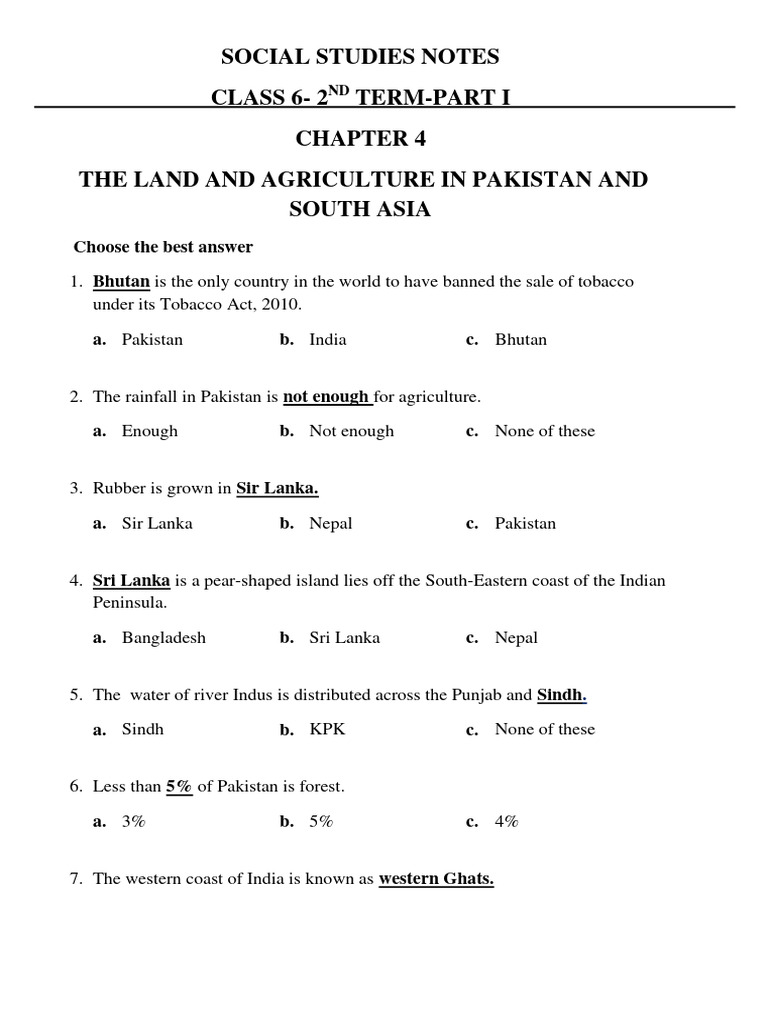 Social Studies Class 6 Second Term | PDF