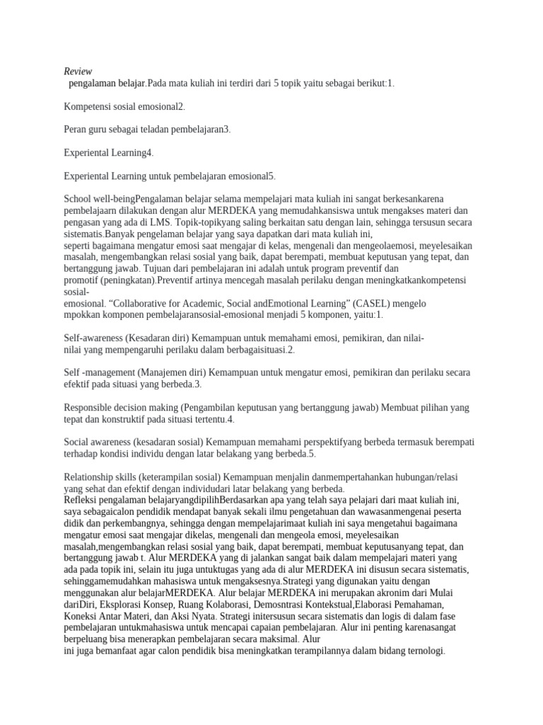 Contoh Refleksi PSE | PDF