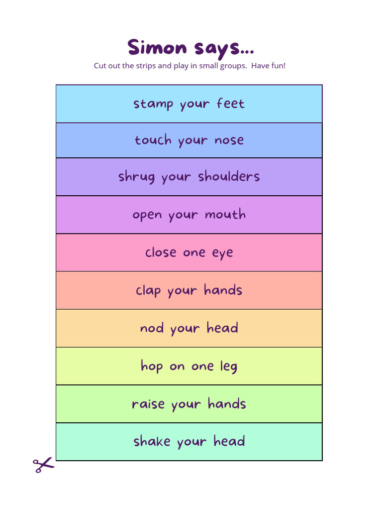 Simon Says Verbs & Body Brain Break | PDF