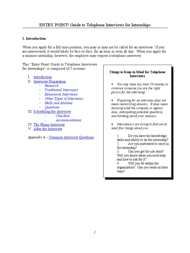 Guide To Telephonic Interviews-1 | PDF | Interview | Internship