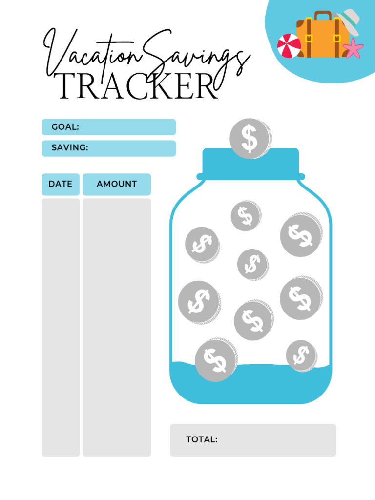 Vacation Money Saving Challenge Printable | PDF