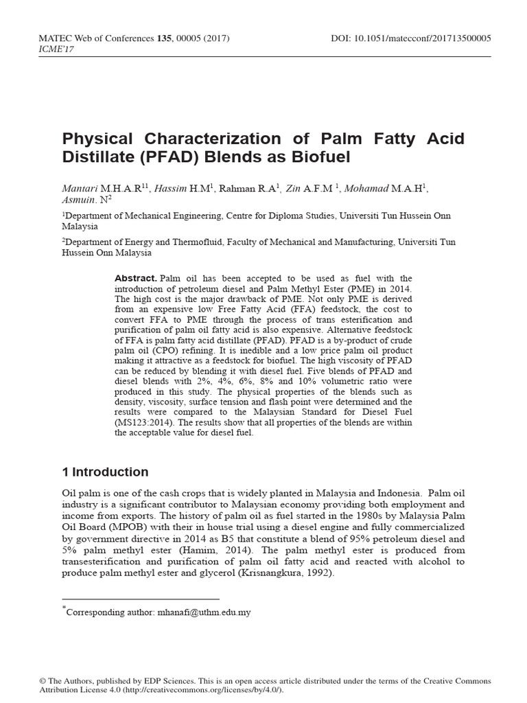 Physical - Characterization - of - PFAD Blend As Biofuel | PDF | Palm ...