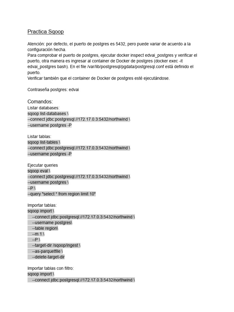 Clase 4 - Ejercicios Sqoop y Nifi - Alumnos | PDF