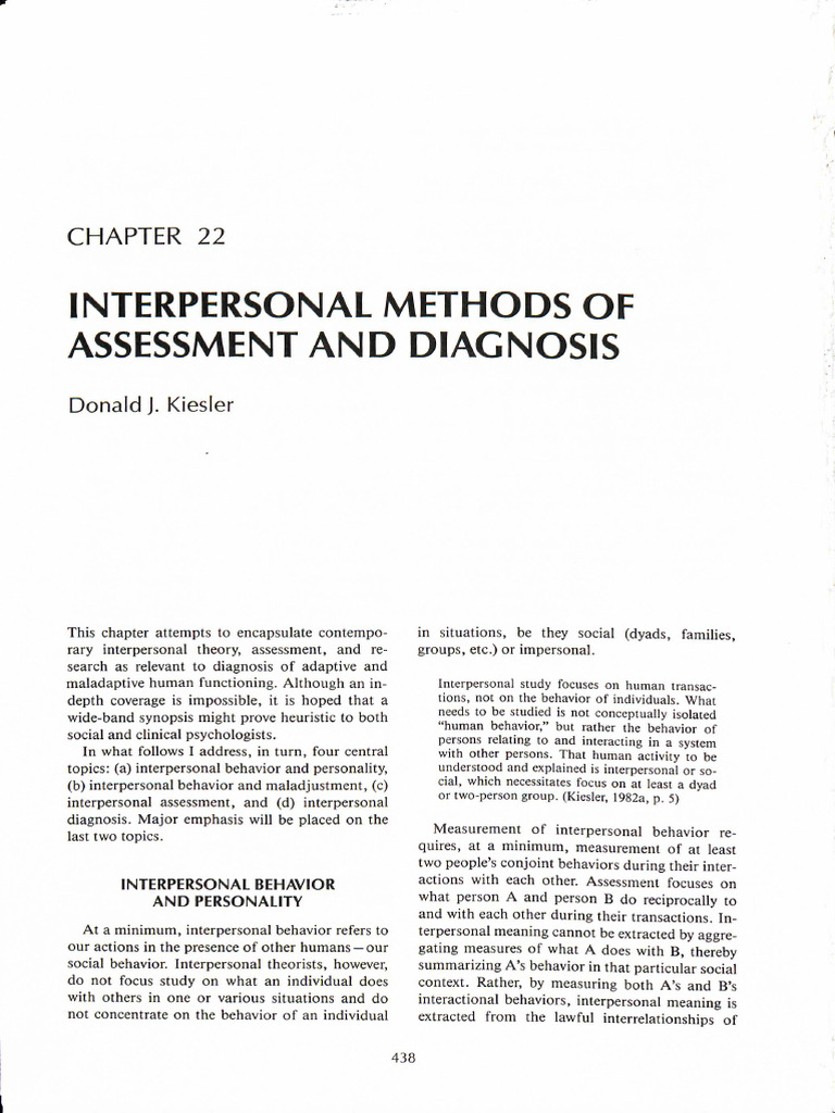 Chapter 22 Interpersonal Methods of Assessment and Diagnosis | PDF