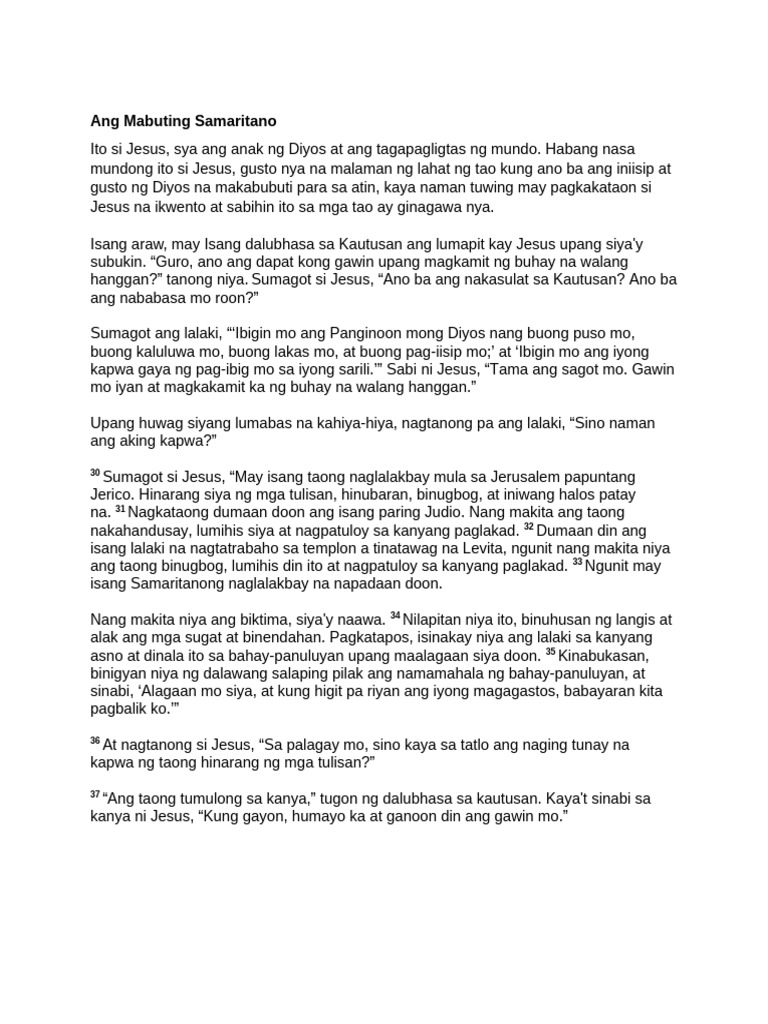 Ang Mabuting Samaritano | PDF