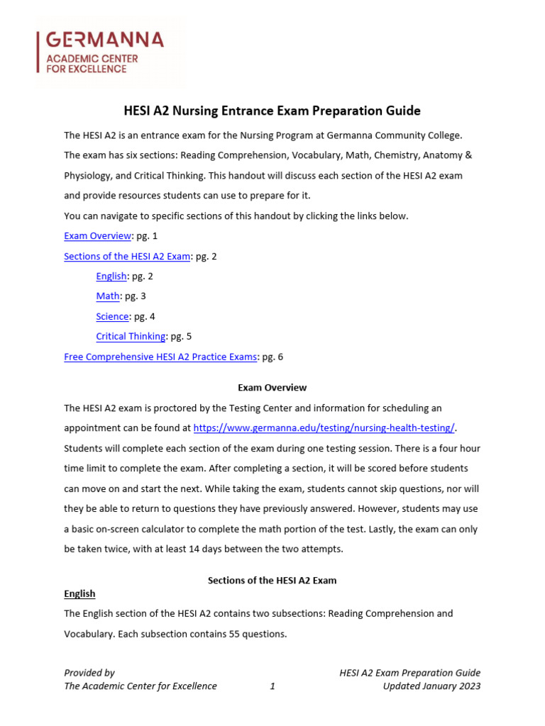 HESI A2 Nursing Entrance Exam Preparation Guide PDF
