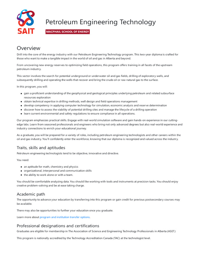 Petroleum Engineering Technology | PDF