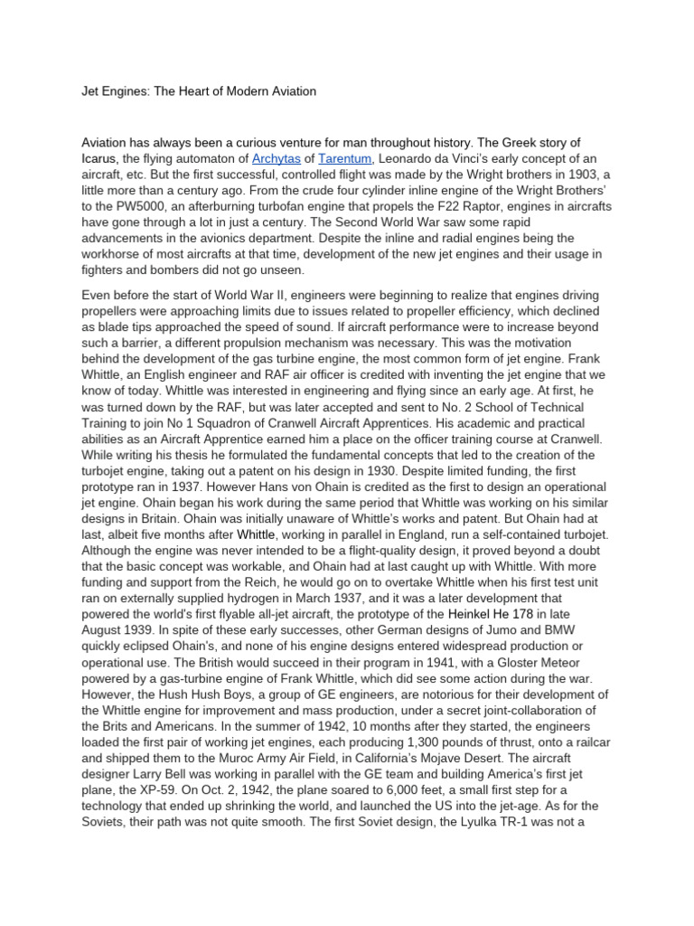 Jet Engine, the Heart of Modern Aviation | PDF