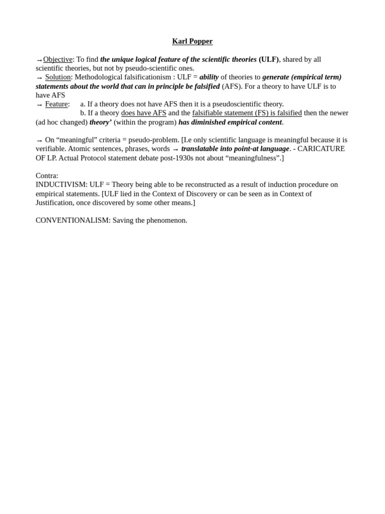 Karl Popper Notes | PDF Karl Popper Notes | PDF