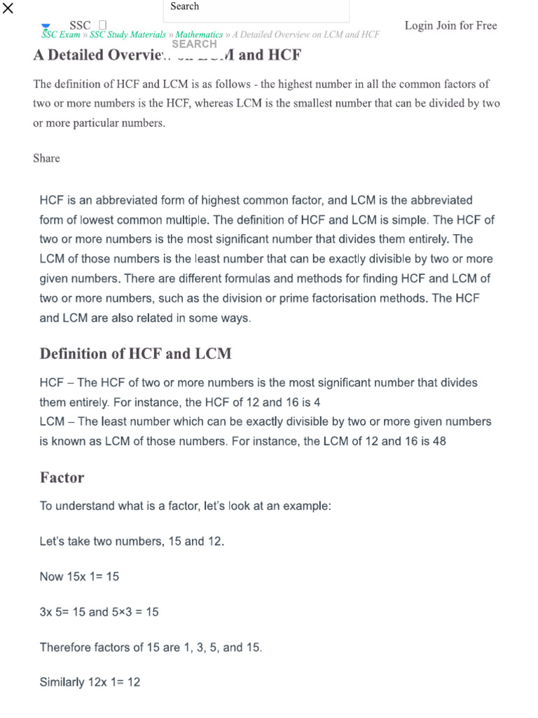 LCM & HCF | PDF