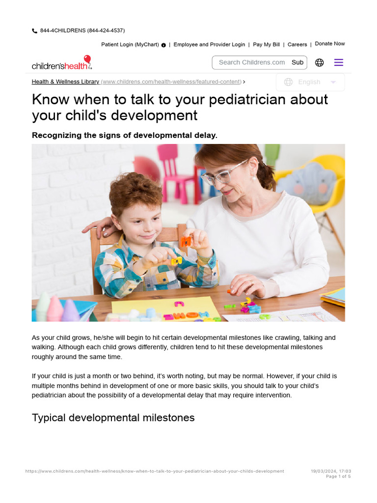 Know When To Talk To Your Pediatrician About Your Child's Development | PDF