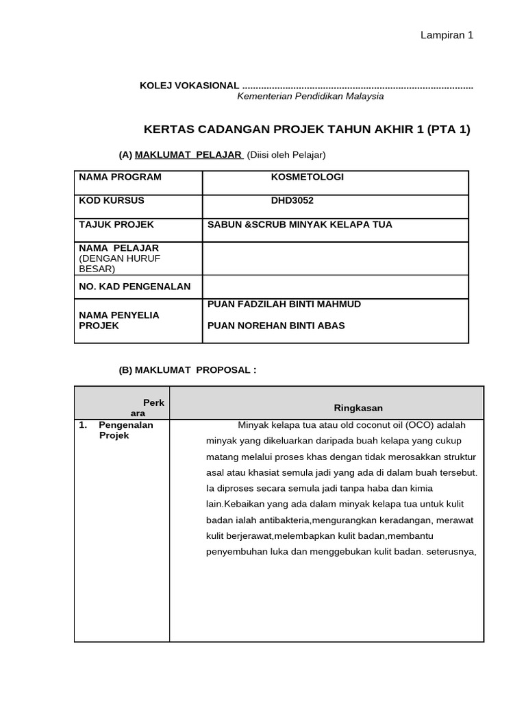 1 - Kertas Cadangan (Proposal) PTA1 Edisi 2023 (BPLTV) | PDF