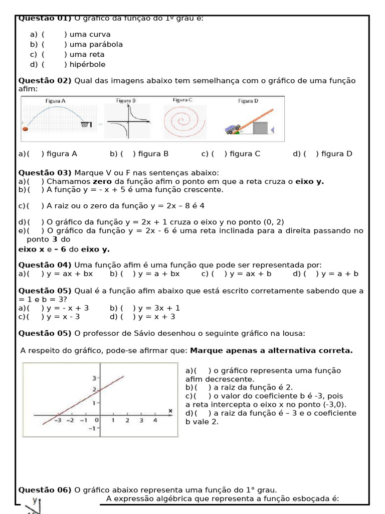 Atividade Função Afim | PDF