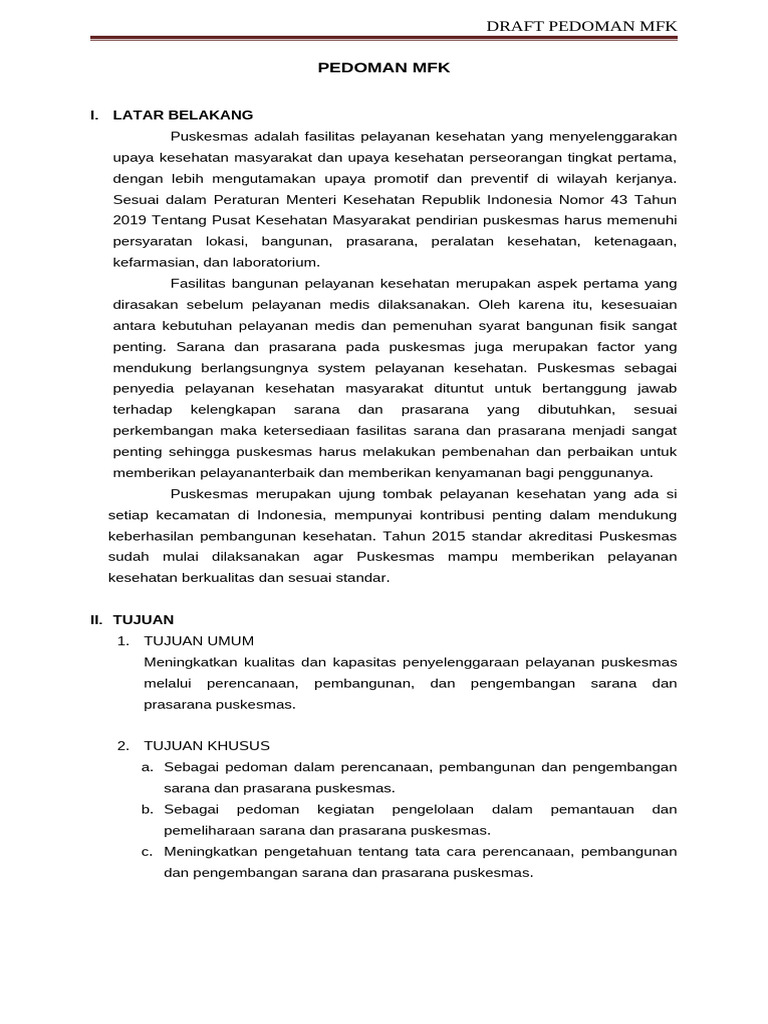 Draft Panduan Monev MFK | PDF