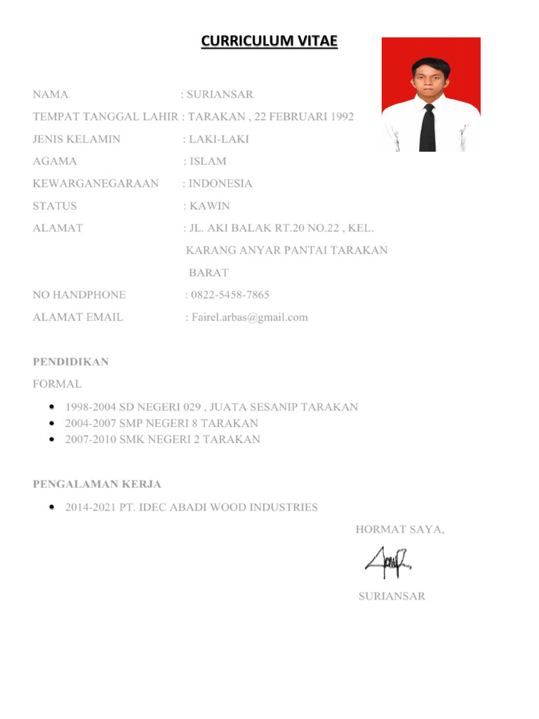 CV Ansar (PT - Timas Suplindo) | PDF