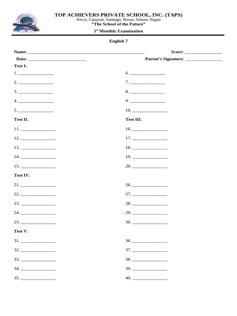 Sample Answer Sheet | PDF