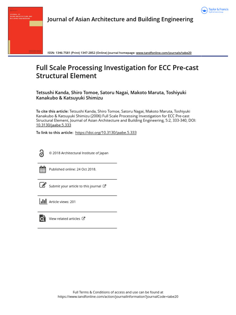 Full Scale Processing Investigation For ECC Pre-Cast Structural Element | PDF