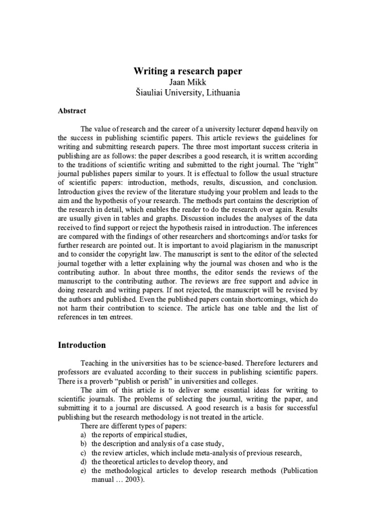 Writing a Research Paper | PDF