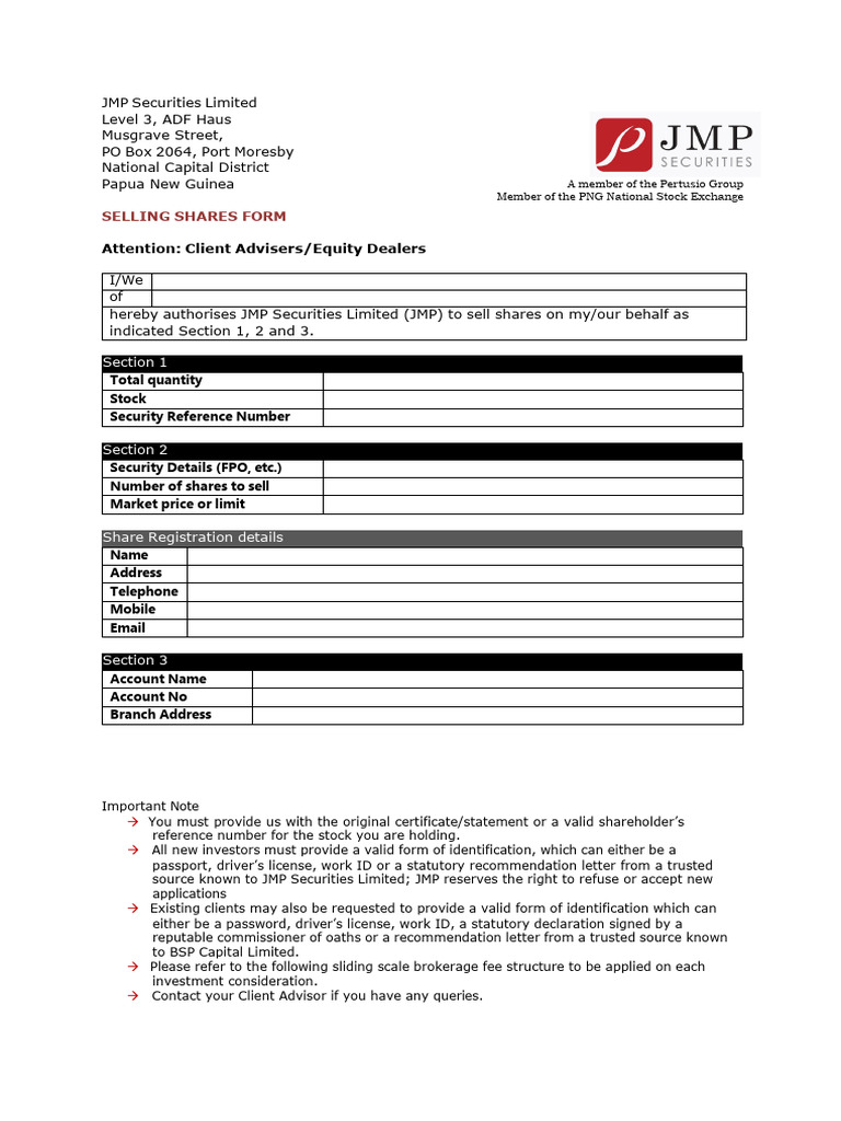 JMP Securities Limited SELL Form 2023 | PDF