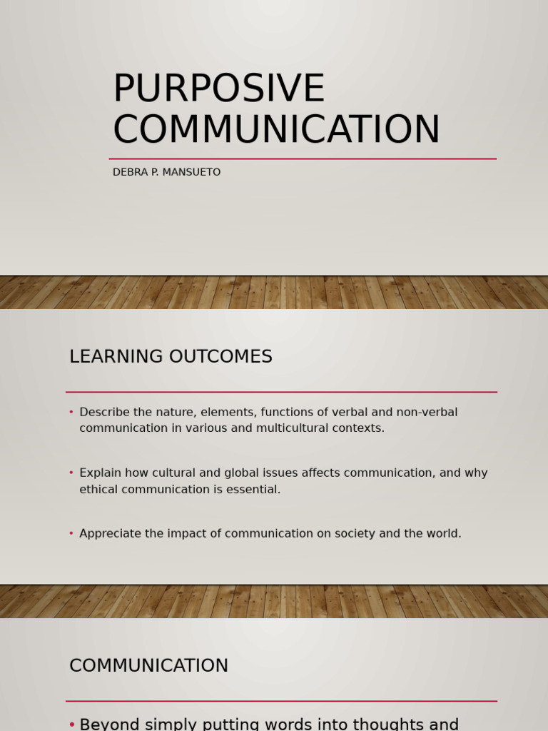 Purposive Communication Lesson 1 | PDF