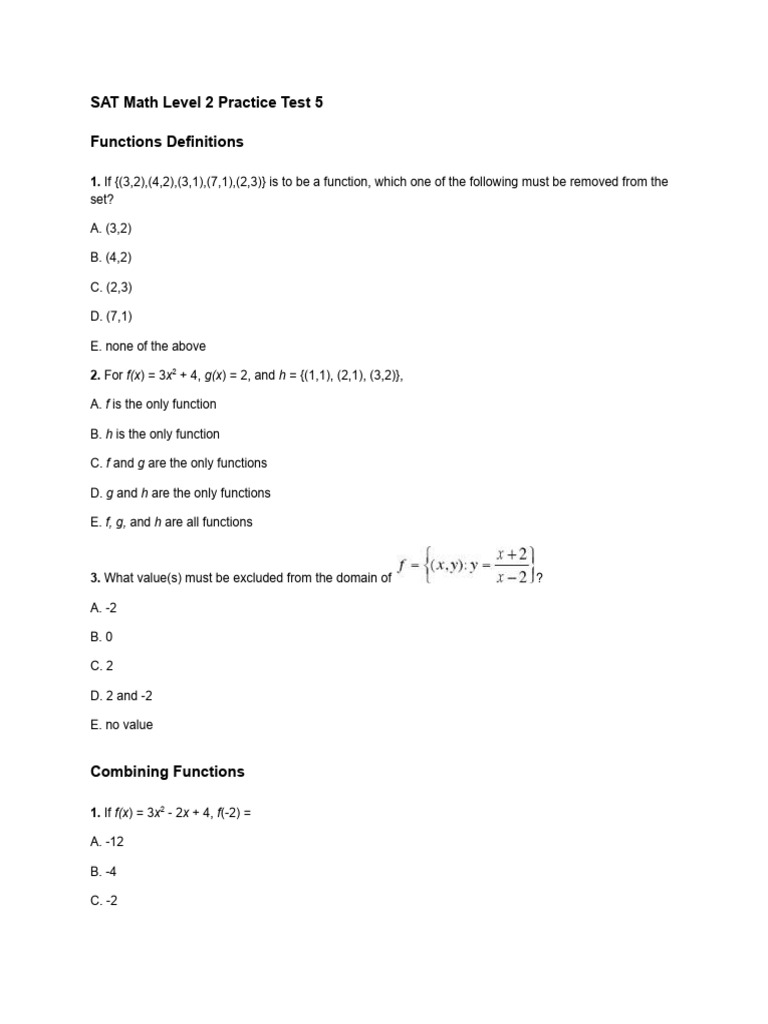 1625749125Kiran-Written-SAT Math Level 2 Practice Test 5 | PDF | Zero ...