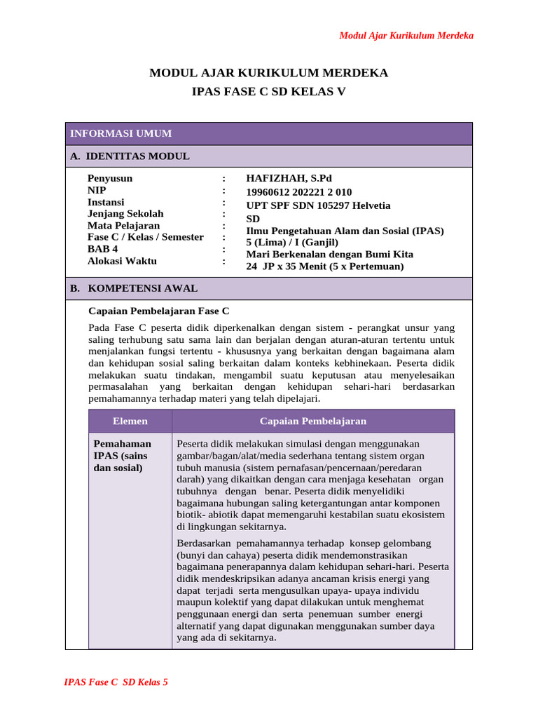 Modul Ajar IPAS BAB 4 | PDF
