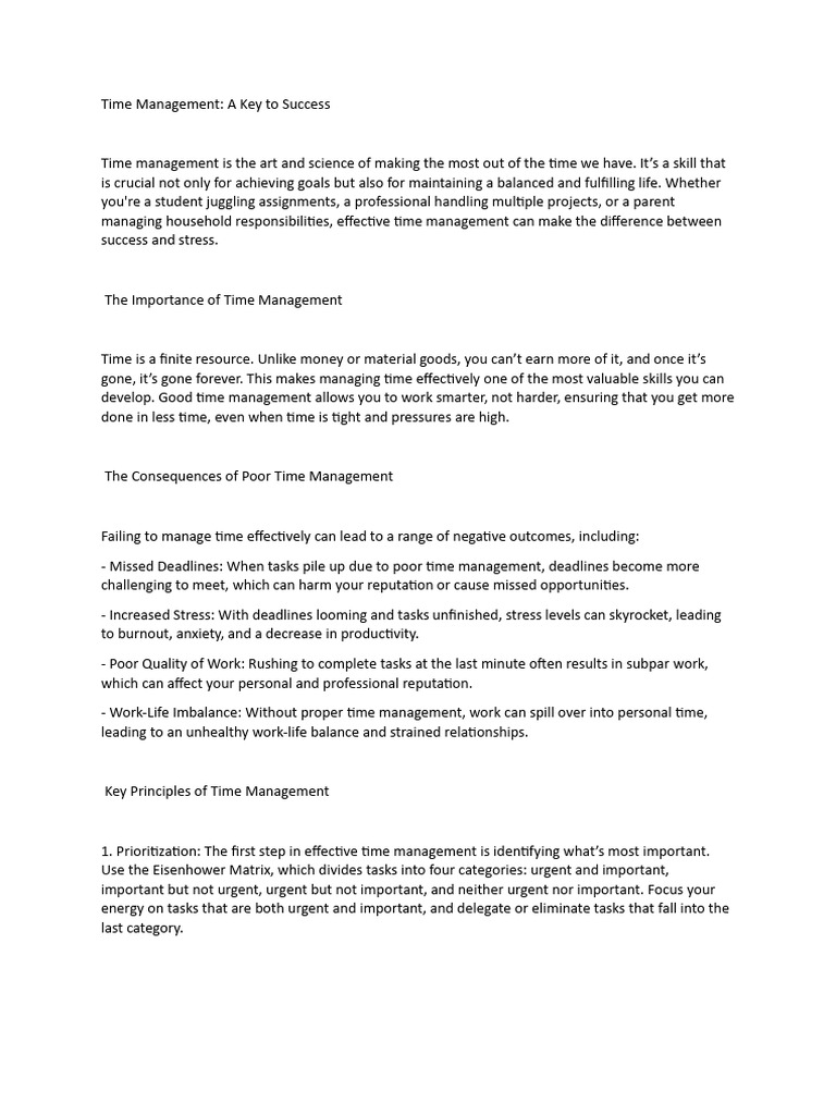 Time Management | PDF | Time Management | Professional Skills