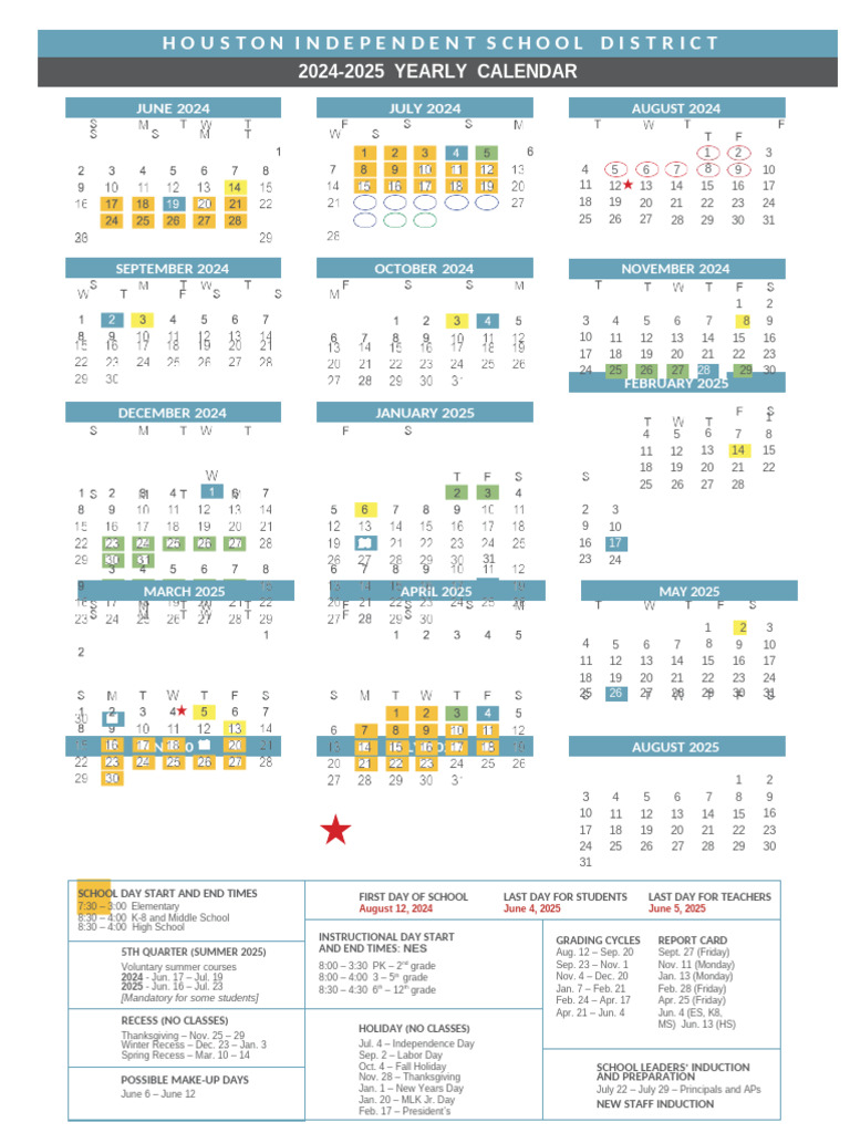 2024-2025 Yearly Calendar Grading Cycles | PDF | Schools | Educational ...