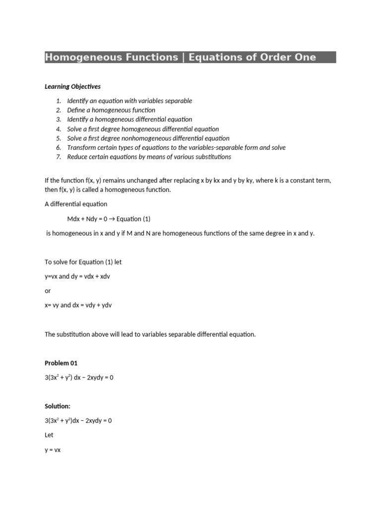 Homogeneous Functions | PDF