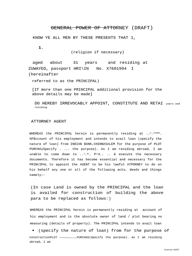 General Power of Attorney | PDF | Banks | Law