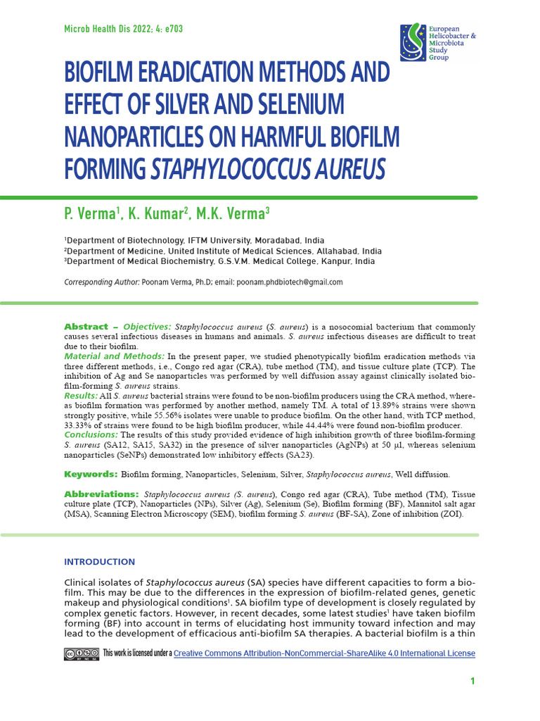 Biofilm Eradication Methods and Effect of Silver and Selenium Nanoparticles On Harmful Biofilm ...