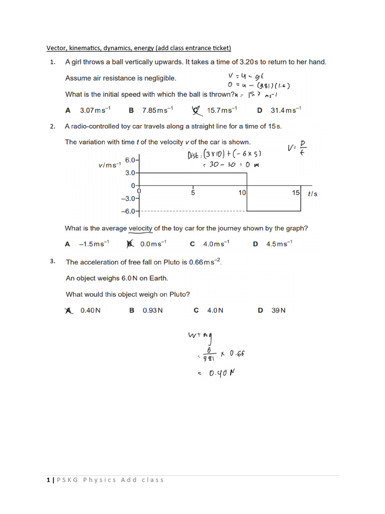 Ellston 11C Kinematics Add Class Entry Ticket | PDF