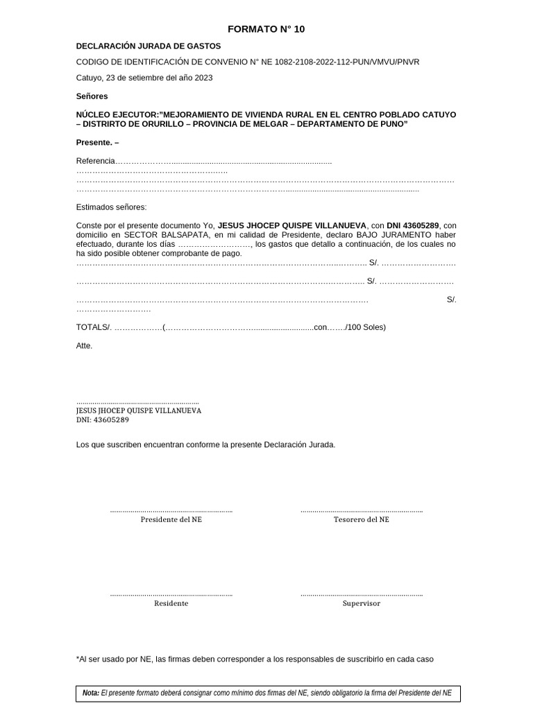 FORMATO 10 SETIEMBRE | PDF