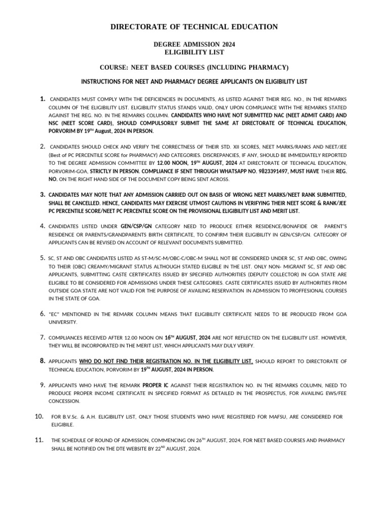 Directorate of Technical Education | PDF