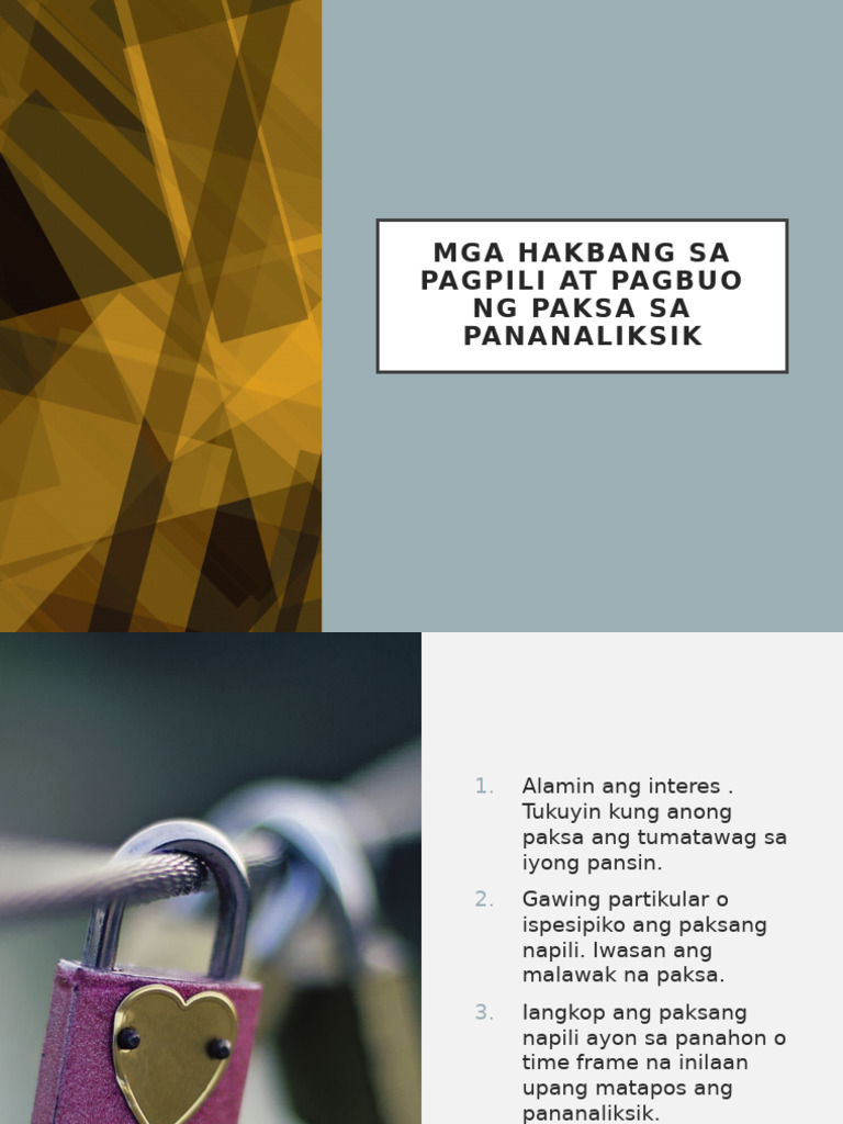 Hakbang Sa Pagpili NG Paksa | PDF