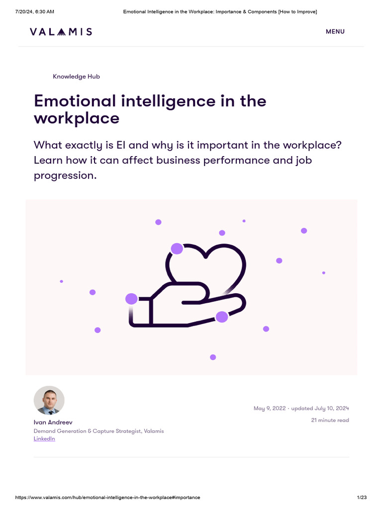 Emotional Intelligence in The Workplace | PDF