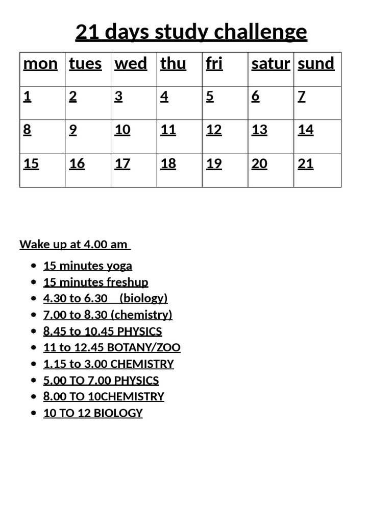 21 Days Study Challenge | PDF
