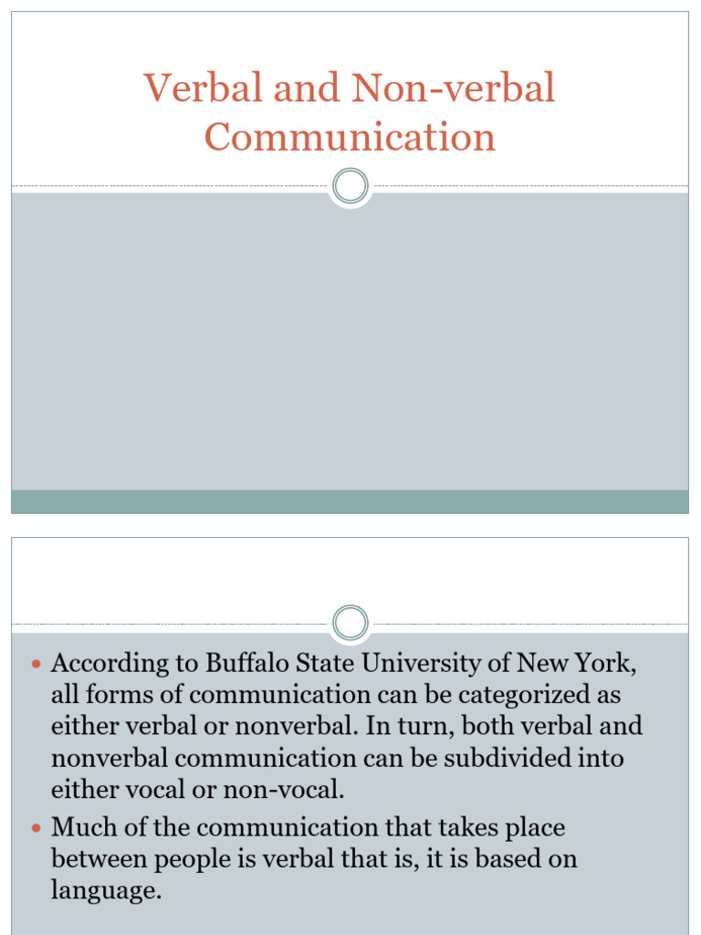 Verbal and Non-Verbal Communication | PDF