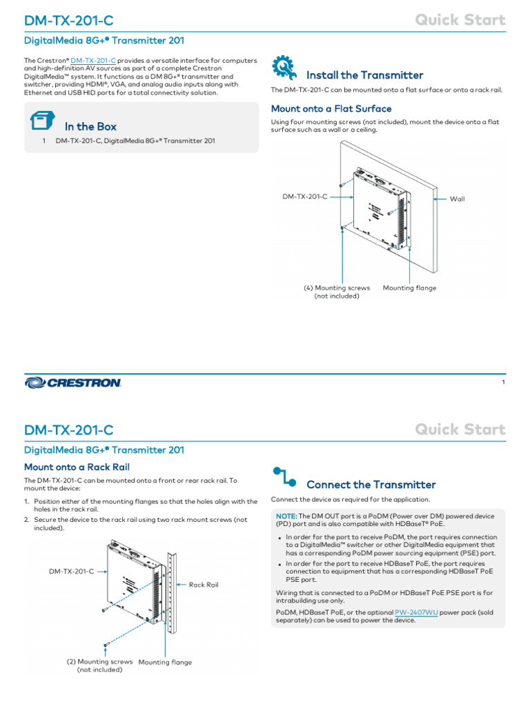Quick Start: DM-TX-201-C | PDF